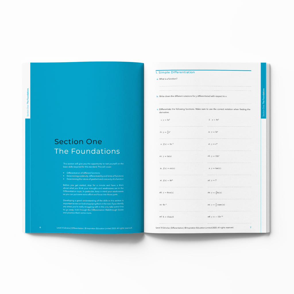 NCEA Level 3 Calculus: Differentiation Workbook - StudyTime NZ Store